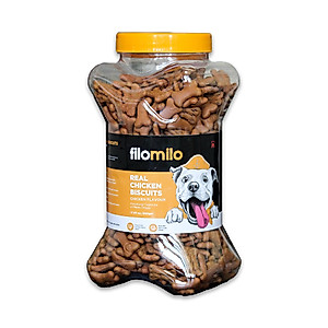 filomilo – Real Chicken Biscuits (Treats) with Ayurvedic Brahmi Powder for All Type of Dogs_17.63 OZ (500 Grams - Chicken Flavour)