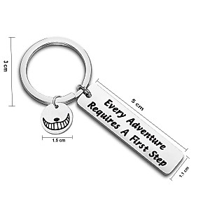 bobauna Every Adventure Requires A First Step Cat Quote Owl Keychain Inspirational Gift (adventure requires keychian)
