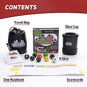 Zobmondo!! Go500 Car Racing Dice Game | Great for NASCAR Fans, Families, and Kids | Portable Fun Game for Home, Travel, Camping, Bleachers, Vacation, Beach
