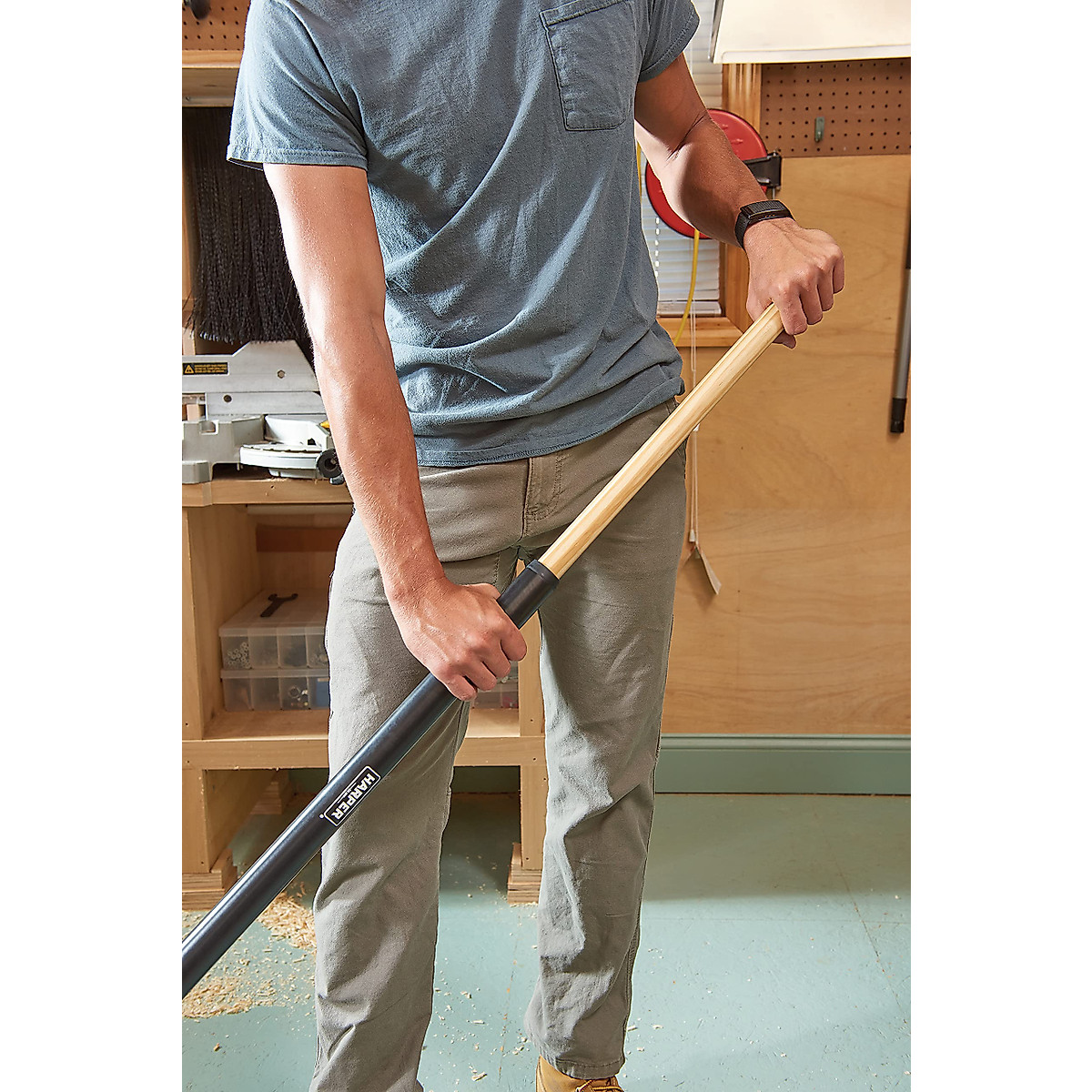 Harper 20201014 24 in. Premium Indoor Smooth-Surface Push Broom with Flagged Bristles, Gray