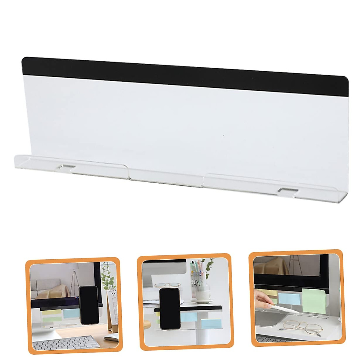 ULTECHNOVO 2pcs Message Parcel Shelf Monitor Side Panel Memo Notes Boards Memo Pad Monitor Message Memo Board Note Board Clear Stand Memo Message Board Screen Side Acrylic The Side
