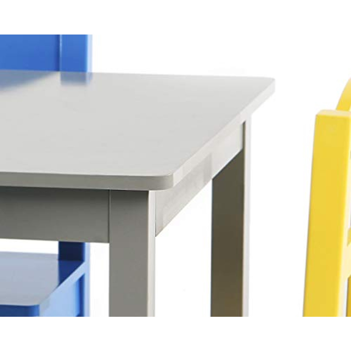 Humble Crew, Grey/Blue/Green/Yellow Kids Wood Table and 4 Chairs Set