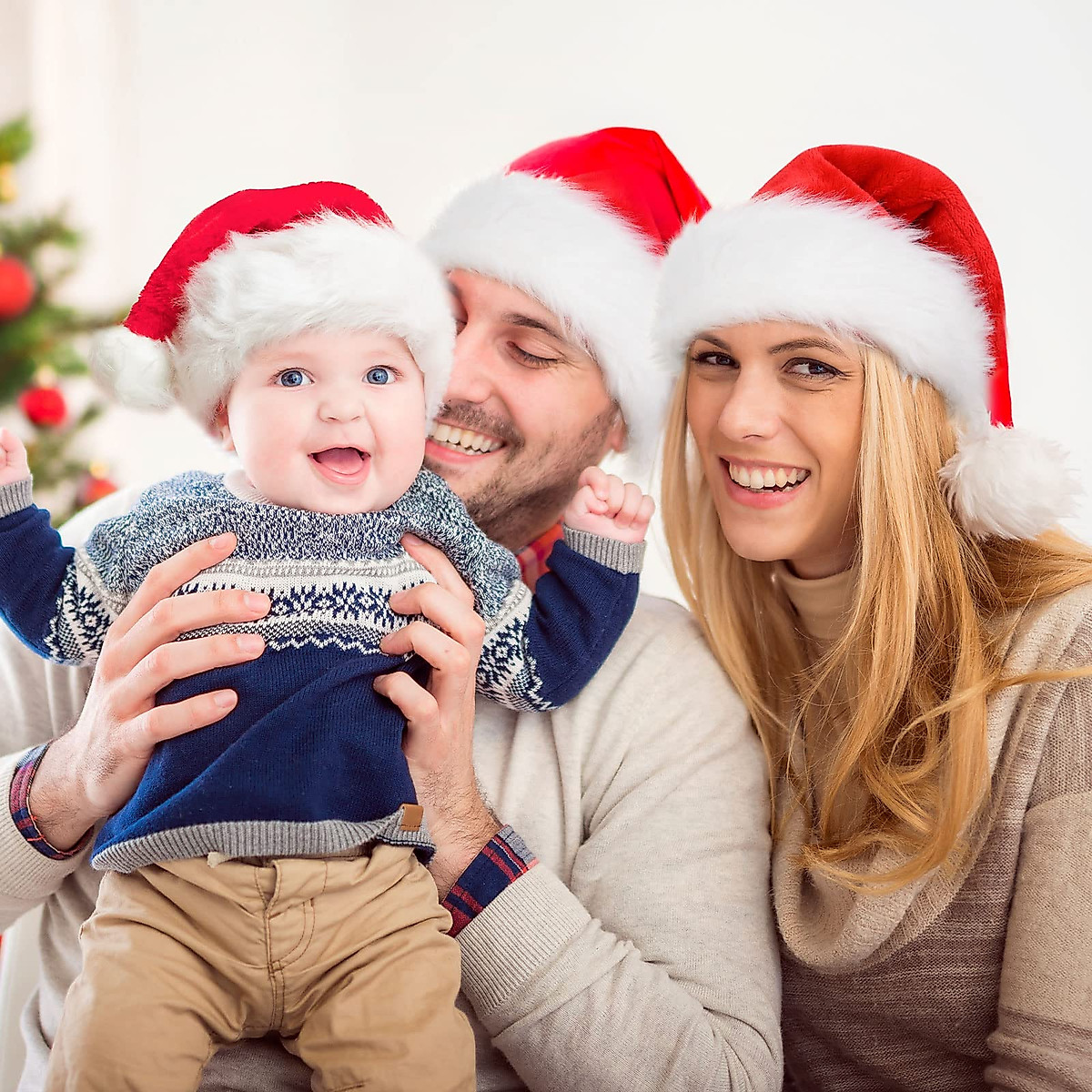 RJVW Baby Santa Hat, Christmas Hat for Infant,Xmas Holiday Hat,Unisex Velvet Classic Santa Hat for Christmas New Year