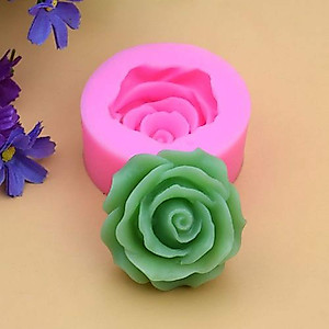 OBTANIM 2 Pcs Bloom 3D Rose Flower Fondant Silicone Molds for Chocolate Cake Soap Candy Pastry Candle Dessert (2 Size)