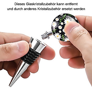 Ohok Wine Stoppers for Bottles,3 Pcs Stainless Steel Wine Stoppers with Decorative Glass for Wine Collection Red Wine Champagne Beer Saver Sealer (Flowers B)