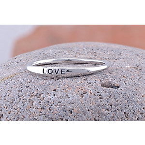 SILVERCLOSEOUT Rhodium Plated Sterling Silver Thin Stackable Womens Love Ring Thin Stacking Rings- Size 11