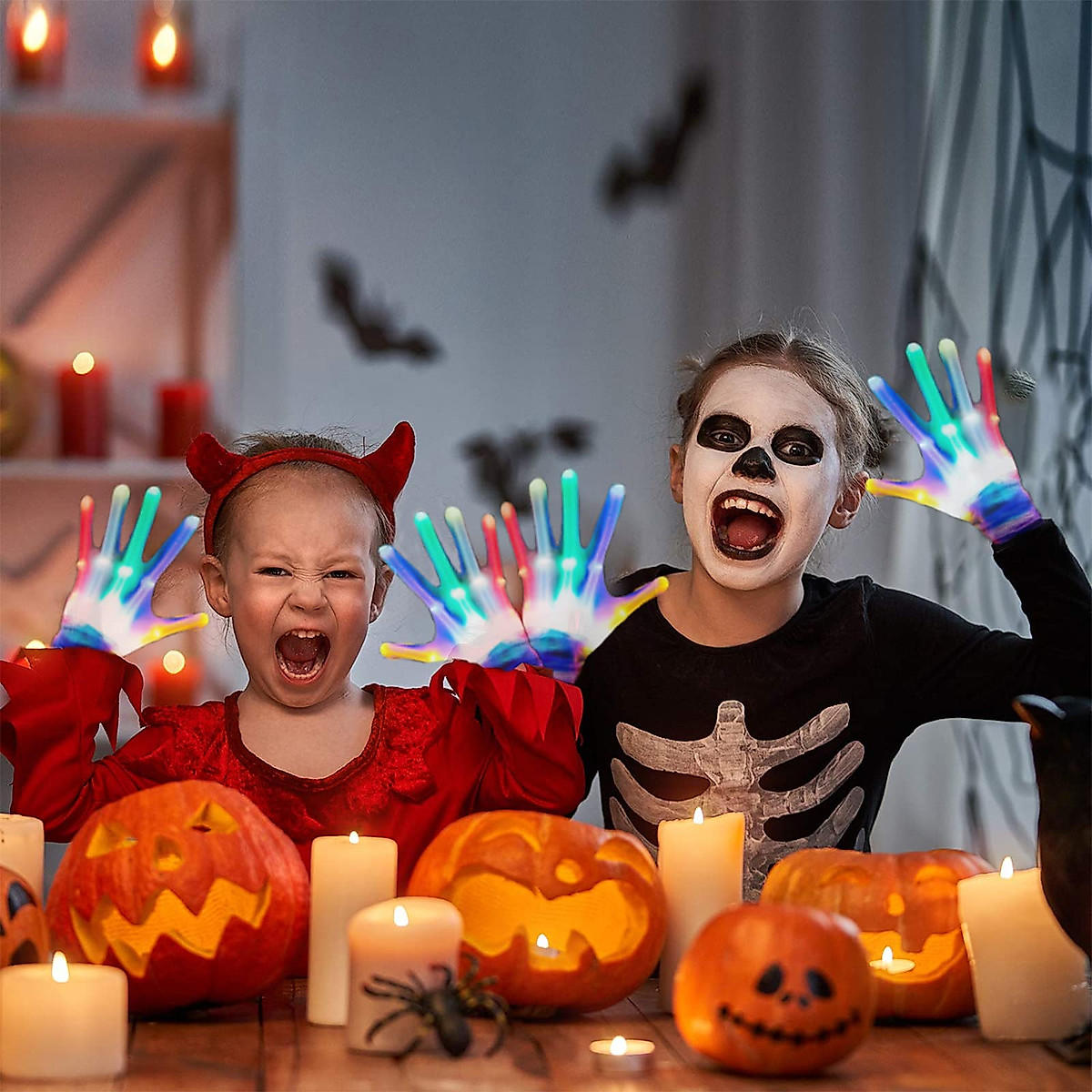 GLEDLOVES LED Gloves,LED Finger Gloves,Finger Light Gloves,LED Gloves for Kids Gifts,The Toys for 3-8 Year Old Boys Girls,Light Up Gloves have 5 Color/6 Mode,in Halloween Chrismas Party(1 Pair/S)