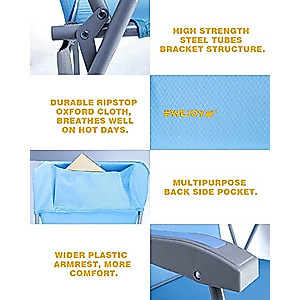 #WEJOY High Back Outdoor Webbed Lawn Concert Beach Folding Chair with Hard Arms Shoulder Strap Pocket for Adults Camping Festival Sand