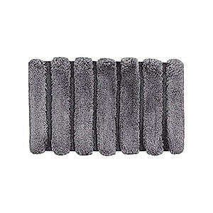 Madison Park Tufted Pearl Channel Absorbant Quick Dry - Washable Bath Mat, Casual Solid Shower Bathroom Rug, 21x34, Grey