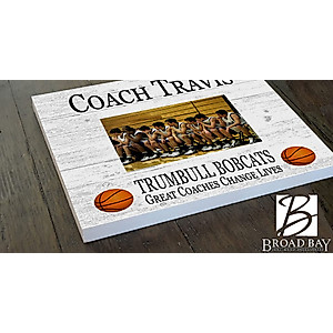 Broad Bay Basketball Coach Gift Plaque with Photo - UPLOAD Team Picture - Frame Alternative Personalized Appreciation Award For End Of Season Coaches Present 10in x 10in (Basketball)