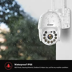 BOAVISION Security Camera Outdoor, Wireless WiFi IP Camera Home Security System 360° View,Motion Detection, auto Tracking,Two Way Talk,HD 1080P pan Tile Full Color Night Vision
