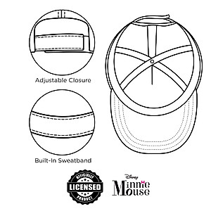 Disney Girls Cap, Minnie Mouse Adjustable Toddler Hat, Ages 2-4 Or Hats For Kids 4-7 Baseball Cap, Pink/White, 2-4T US