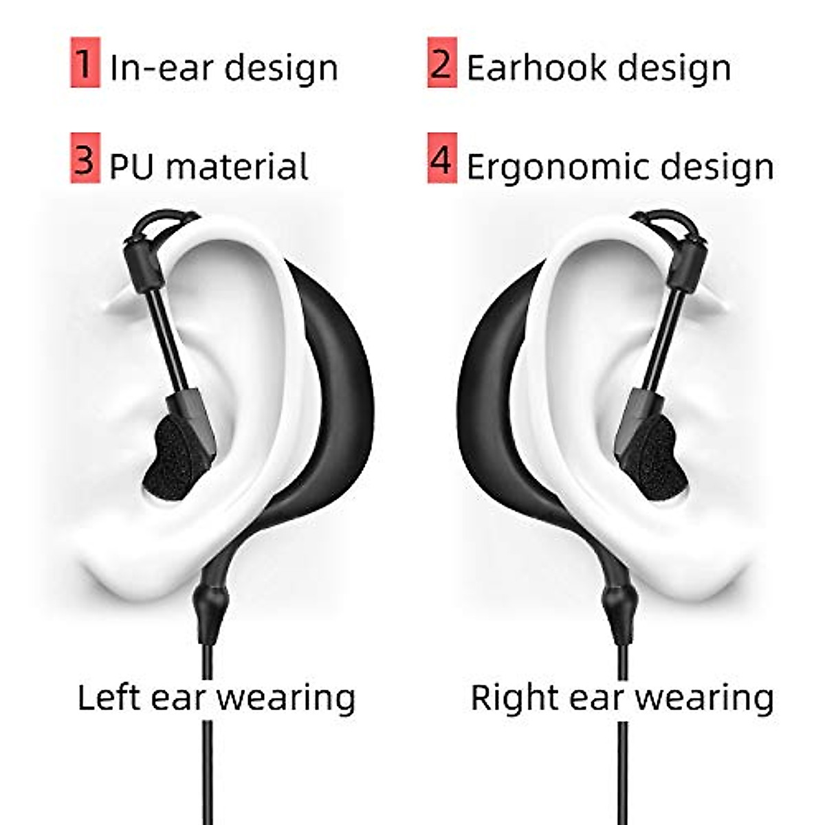 Retevis Volume Adjustable Earhook Two Way Radio Earpiece with Mic, Coil Tube, Compatible RT22 RT21 H-777 RT68 RT22S RB29 pxton Kenwood 2 Way Radios, 2 Pin Walkie Talkie Earpiece(6 Pack)