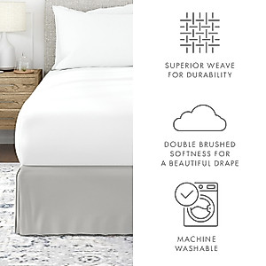 Linen Market Bed Skirt - Ultra Soft Microfiber - Easy Fit with 14 Inch Tailored Drop - Hotel Quality, Shrinkage & Fade Resistant - Bed Cover - Queen Bed Set - Bedroom Décor - (Light Gray)