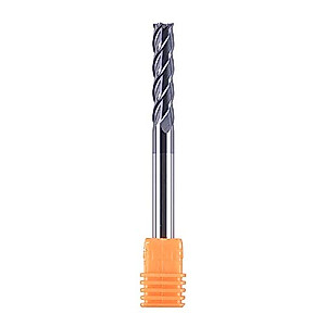 SpeTool 12411 4 Flutes Carbide CNC Square Nose End Mill, 1/4 inch Shank Diameter, 3 inch Long, Upcut CNC Router Bit with Coated