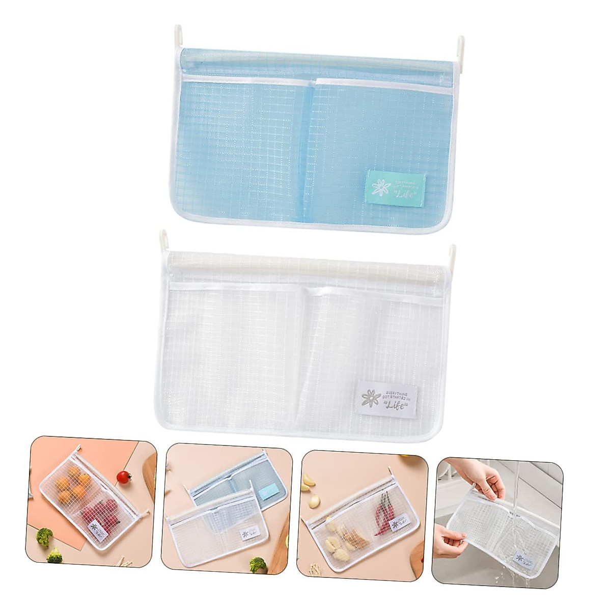 SOLUSTRE Fridge Shelf Organizer 2pcs Refrigerator Storage Bag Sideboard Pp Mesh Refrigerator Bag