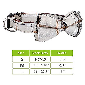 Faleela Soft &Comfy Bowtie Dog Collar,Detachable and Adjustable Bow Tie Collar,for Small Medium Large Pet (S, Beige)