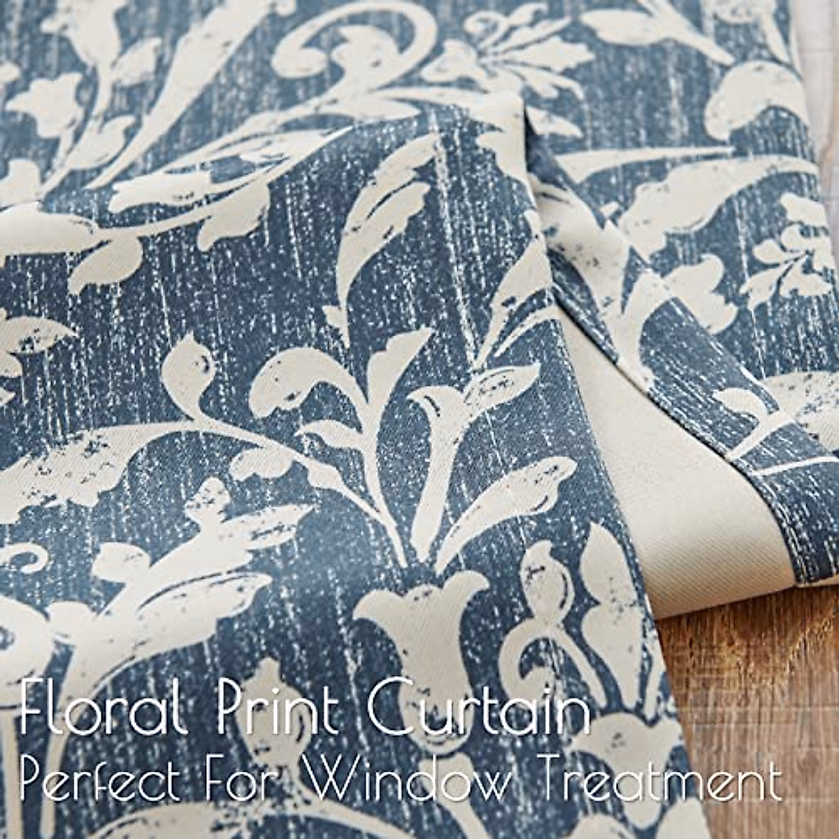 jinchan Farmhouse 80% Blackout Curtains for Bedroom Thermal Curtains Room Darkening Scroll Floral Patterned Thermal Insulated Curtains Living Room Vintage Country Curtain 84 inch Long 2 Panels Blue