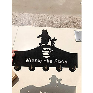 YSdesign Winnie The Pooh Key Hooks-Disney Wall Hooks Heavy Duty 22LB(Max),Wall Décor,Wood Coat Hooks, Key Holder,Key Hanger for Wall、Entryway and Kitchen