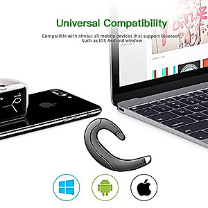 Ear Hook Bluetooth Headset V5.0 with Mic, Lightweight Painless Singel Ear Wireless Earphones 5 Hrs Playtime for Android Phones/iPhone X/8/7/6, Non Bone Conduction Headphone with Ear Plug