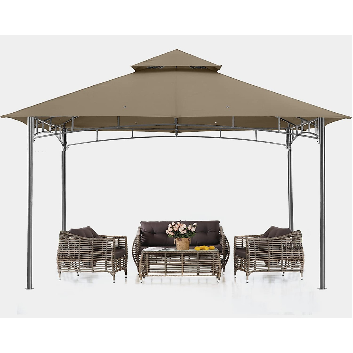 ABCCANOPY Gazebos for Patios 10x10 - Outdoor Steel Frame Gazebo for Lawn Backyard Garden Deck (Khaki)