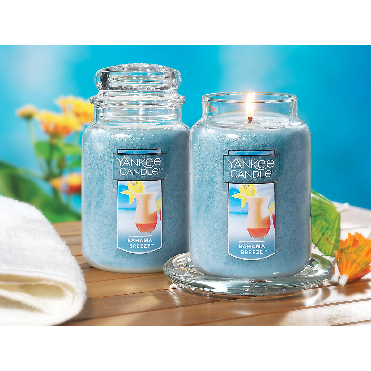 Yankee Candle Bahama Breeze Scented, Classic 22oz Large Jar Single Wick Candle, Over 110 Hours of Burn Time
