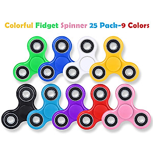 SCIONE Fidget Spinners, 25 Pack Birthday Party Gifts for Adults and Kids, Prize for Classroom, Valentine Party Favors for Kids, Stress Anxiety ADHD Relief Fidgets Toy, Finger Hand Spinner Toys