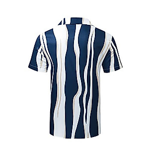 JMIERR Men's Button Up Hawaiian Shirt Tropical Floral Short Sleeve Mens Beach Shirts Summer Vacation Shirts with Pockets, US 40(M), Sky Blue