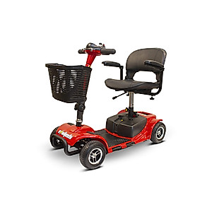 Deluxe Portable Long Range Electric Mobility Scooter, Easy Collapsible 300lbs Weight Capacity Travel Scooter Red