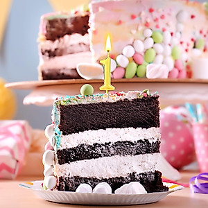 32 Pieces Number Birthday Candles Gold Cake Candles Number 0-9 Cake Decoration for Birthday Ten-Year Milestone Anniversary Wedding Party Celebration (Gold)