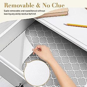 Glotoch Upgraded Non Slip Shelf Liner with Dot, Non Adhesive Drawer Liner, Waterproof Shelf Liners for Kitchen Cabinets, Drawer, Fridge, Wire Shelving, Pantry-12” X 20 FT, Heavy Duty, Grey