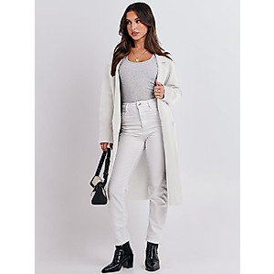 ANRABESS Women Cardigan Sweater Jackets Open Front Thick Knit Oversized Blazer Coatigan 2025 Fall Winter Long Coats Outwear White Small