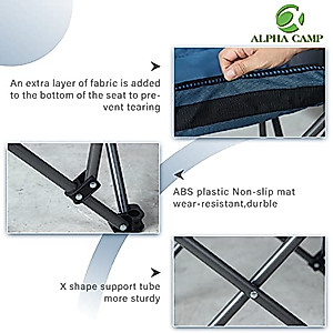 ALPHA CAMP Oversized Camping Chair Double Folding Chair Heavy Duty Loveseat Camp Chair 2 Person Support 450 LBS for Adults Outdoor