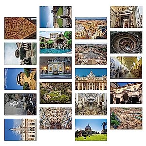 Dear Mapper Vatican City Vintage Landscape Postcards Pack 20pc/Set Postcards From Around The World Greeting Cards for Business World Travel Postcard for Mailing Decor Gift
