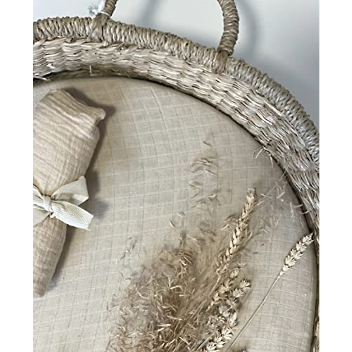 Muslin Changing Pad Cover - Set of 2 - Fits Moses Basket, Seagrass Baby Changing Basket, Baby Bassinet - Soft Organic Cotton - Natural Boho Gender Neutral Linen Bedding fitted Sheet for Oval Crib Pads