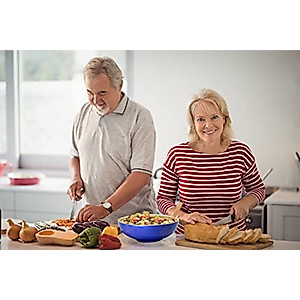 Annovero Serving Bowls, Set of 3 Large Porcelain Dishes for Entertaining, Big Bowl, Large Bowls for Eating, for Soup, Salad, Pasta, Parties, Fruit, Chips, 9.5 Inch Diameter, 72 Fluid Ounce Capacity