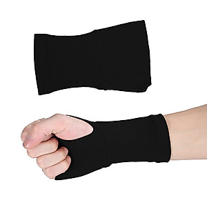 Wrist Support Compression Sleeve Wrist Palm Hand Elastic Brace for Carpal Tunnel, Wrist Pain, Arthritis, Black (1 Pair)(L)