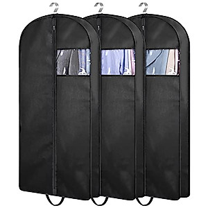KIMBORA 43" Suit Bags for Closet Storage and Travel, Gusseted Hanging Garment Bags for Men Suit Cover With Handles for Clothes, Coats, Jackets, Shirts（3 Packs）