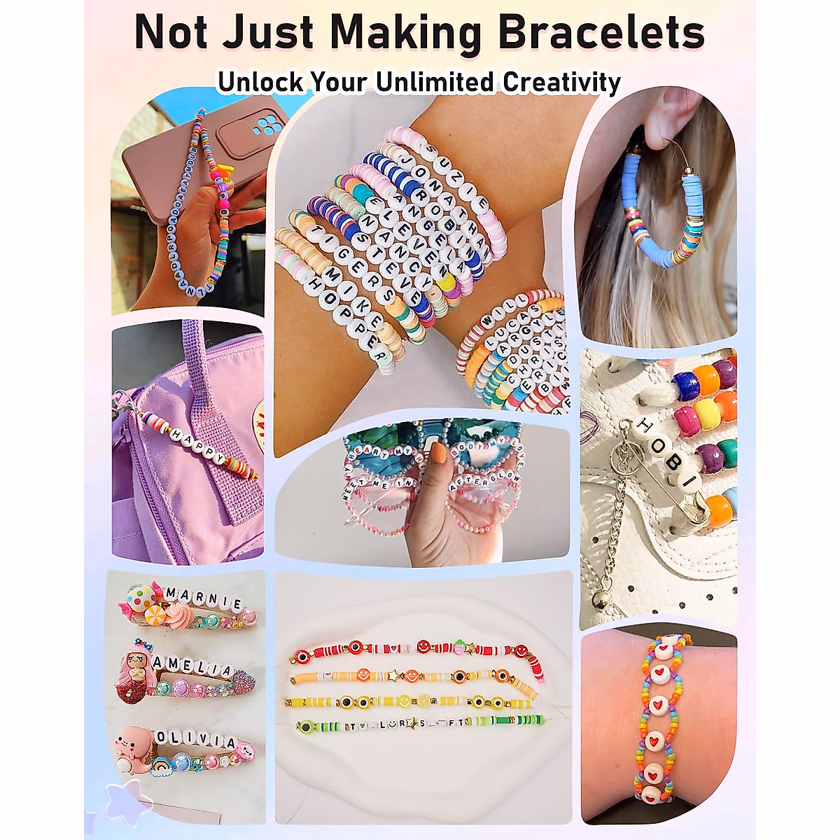 Mio Angle Bracelet Making Kit for Beginner 5000Pcs Preppy Polymer Friendship Bracelet Making with Charms Kit for Jewelry Making DIY Arts and Crafts Birthday Gifts Toys for Kids Age 6-13