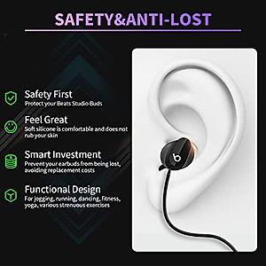 WOFRO Anti-Lost Strap for Beats Studio Buds, Sports Anti-Slip Soft Silicone Lanyard Accessories Compatible with Beats Studio Buds Bluetooth Headphones Neck Rope Cord (Black)