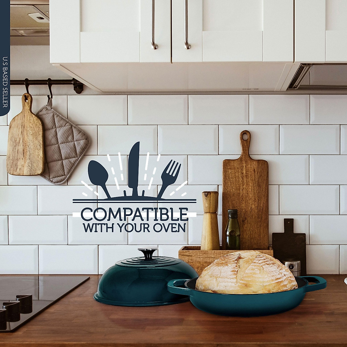 Potted Pans Dutch Oven for Sourdough Bread Baking - 10 Inch Enameled Cast Iron Bread Cloche for Homemade Bread Boule Loaves - Artisan Bakers Ceramic Coated Loaf Pan for No Knead Breads