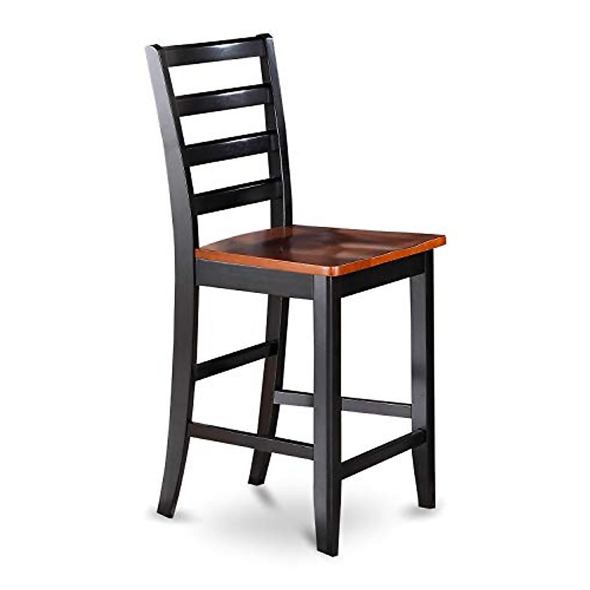 East West Furniture PBFA3-BLK-W 3 Piece Counter Height Dining Set for Small Spaces Contains a Square Dining Room Table and 2 Wooden Seat Chairs, 36x36 Inch, Black & Cherry