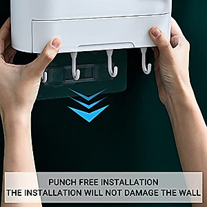 NBHC Bathroom Storage Organizer, Hair Dryer Holder Wall Mount and Towel Toothbrush Toothpaste Perfume Comb Blow Dryer Holder Organizer Storage, Detachable Durable Hanging Shelf Rack Stand (Gray)