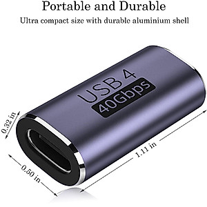 AuviPal USB C Coupler (2 Pack), USB Type C Female to Female Adapter Extender Compatible with Thunderbolt 4/3 Support up to 40Gbps Data Transfer, 100W Power Delivery and 8K@60Hz Video Pass Through