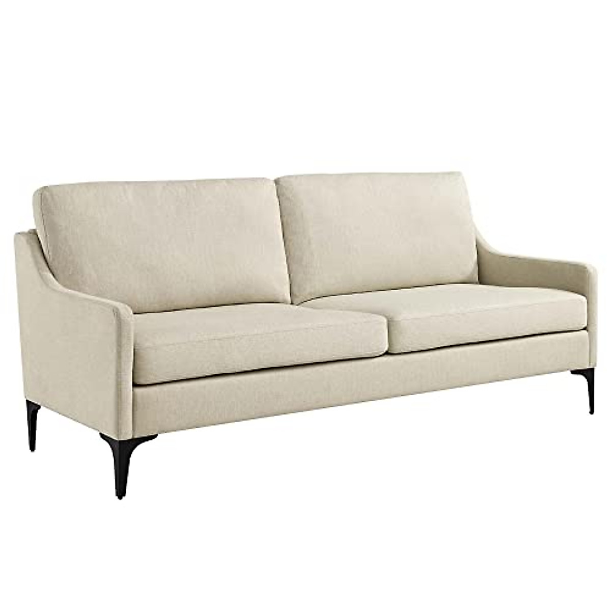 Modway Corland Modern Style Upholstered Fabric and Metal Sofa in Beige