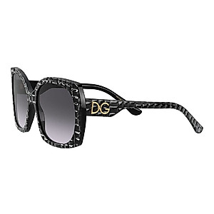 Dolce & Gabbana DG4385-32888G Sunglasses BLACK TEXTURE COCCO w/LIGHT GREY GRADIENT BLACK 58mm