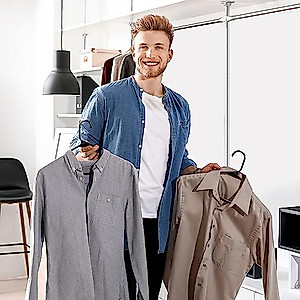 HOUSE DAY Black Plastic Hangers 50 Pack, Plastic Clothes Hangers Shirt Hangers, Space Saving Plastic Coat Hangers for Closet, Clothing Hangers Adult Hangers for Shirts, Coats, Skirt, Dress