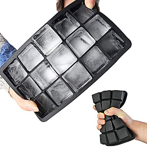 Silicone Ice Cube Trays with No Leaking Lid, Easy-Release and Flexible 15- Cavities Square Ice Cube Mold, Set of 2, No odors and Stackable