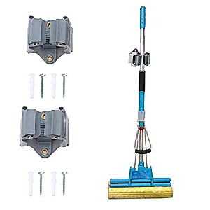 Vankcp 10Pcs Broom Mop Wall Mount Holder Gray Wall Rack Organizer Bathroom Storage Hanger with Screws for Home, Kitchen, Garden