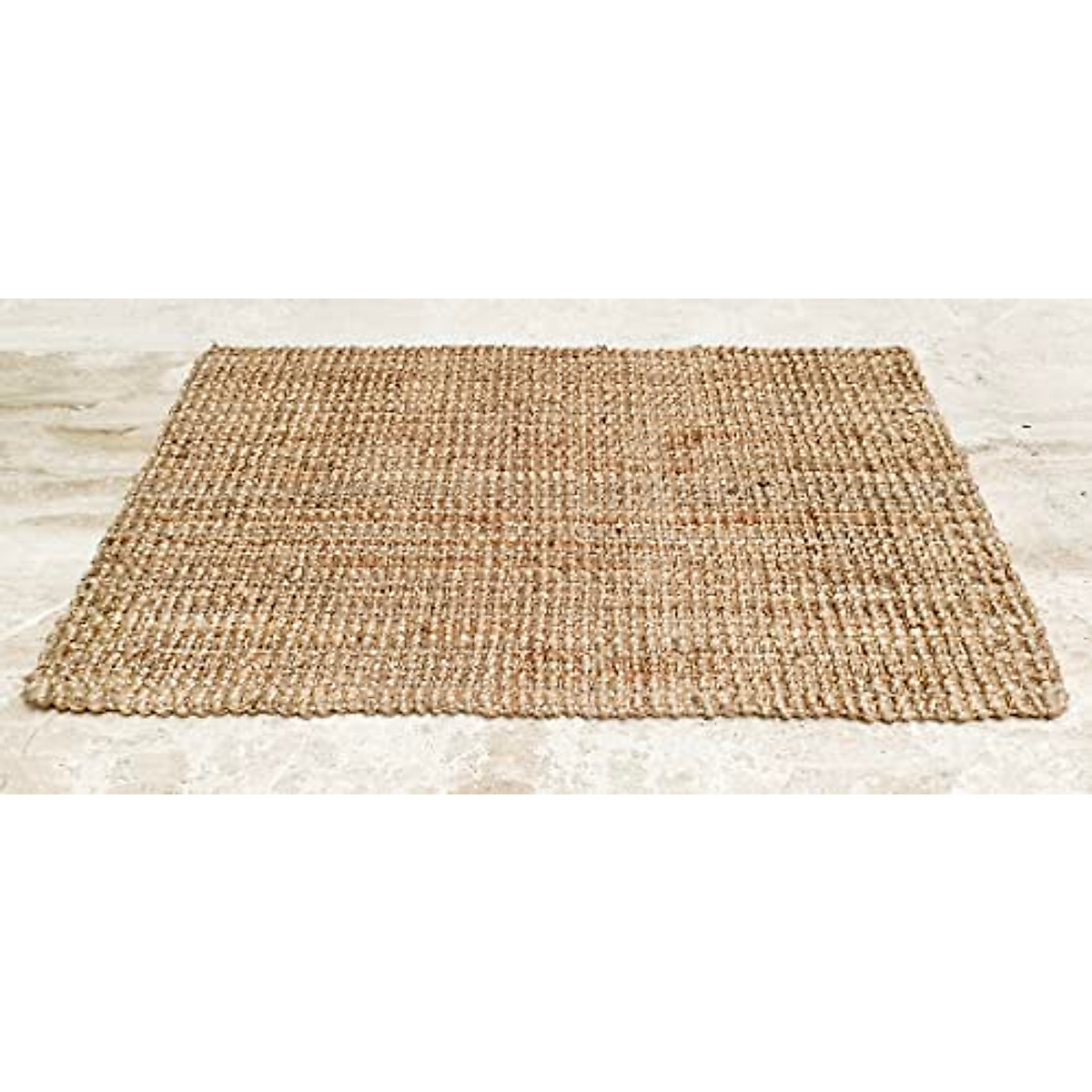 Natural Jute Boucle 2x3' Doormat, Hand Woven & Reversible for Living Room Kitchen Entryway Rug, Jute Burlap Braided Rag Rug, Farmhouse Rag Rug, Rustic Rug, Natural Look Rug